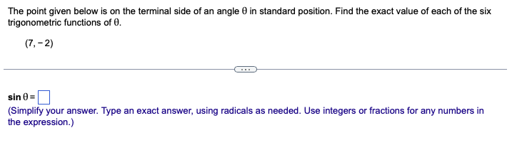 Solved The point given below is on the terminal side of an | Chegg.com
