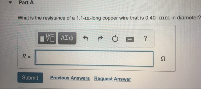 Solved Part A What is the resistance of a 1.1-m-long copper | Chegg.com