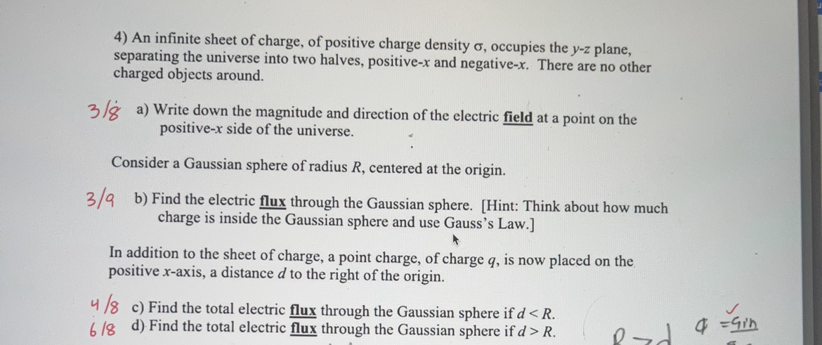 Solved 4) An infinite sheet of charge, of positive charge | Chegg.com
