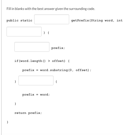 Solved Fill in blanks with the best answer given the | Chegg.com