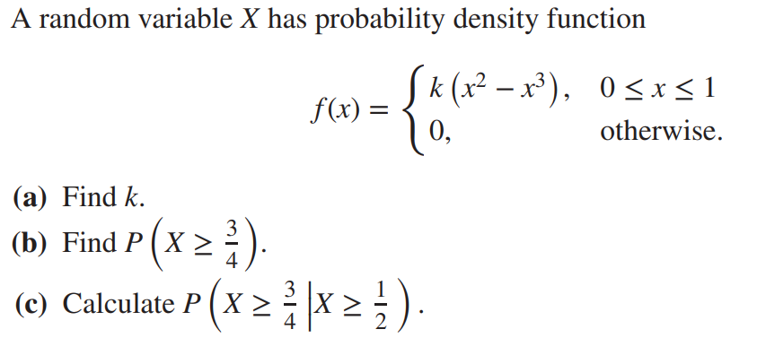 Solved A random variable X has probability density function | Chegg.com