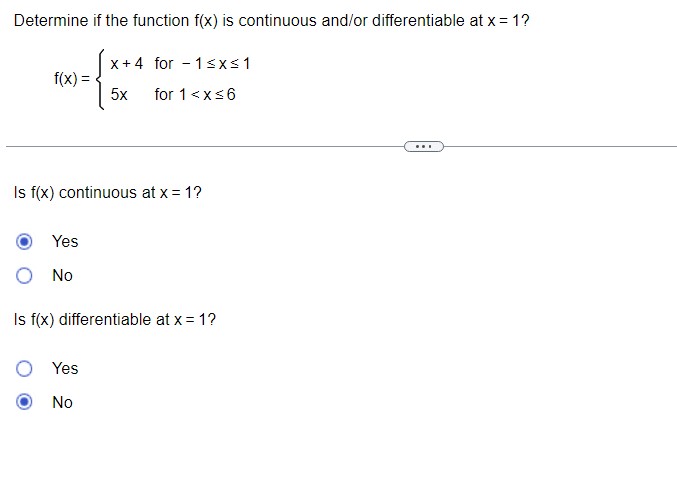 Solved Determine if the function f(x) is continuous and/or | Chegg.com