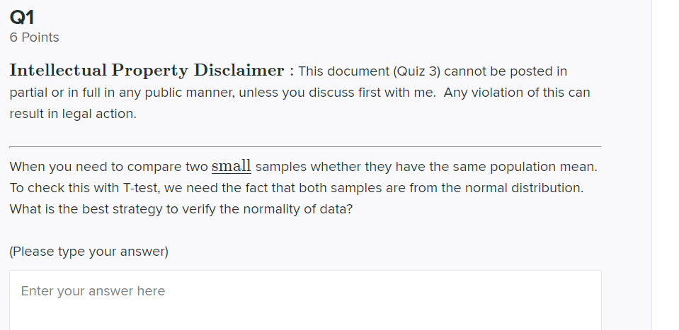 Solved Q1 6 Points Intellectual Property Disclaimer : This | Chegg.com