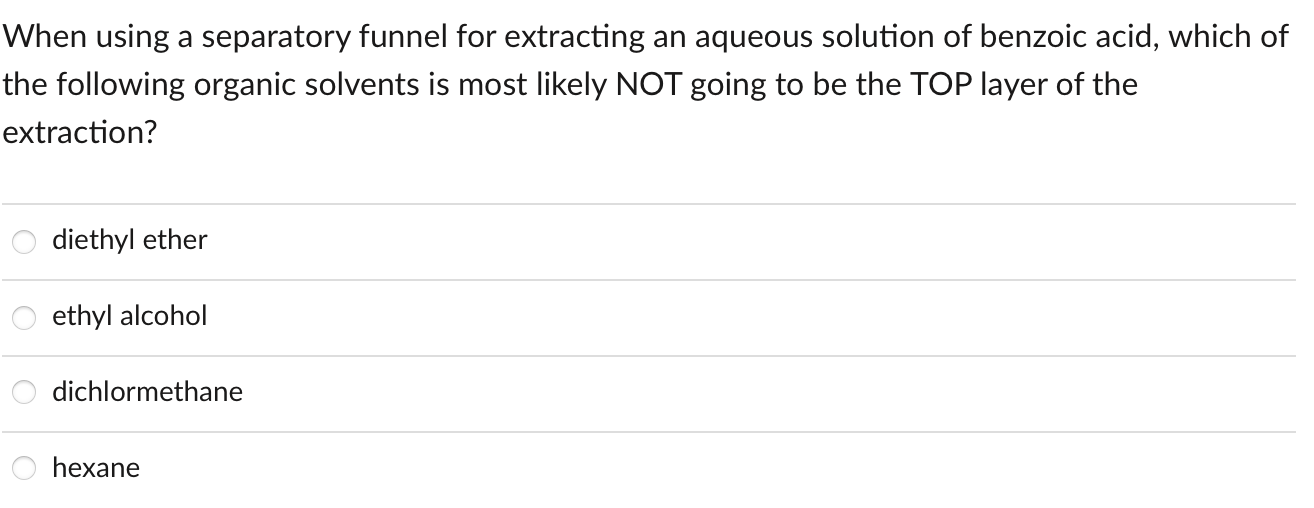 Solved When using a separatory funnel for extracting an | Chegg.com