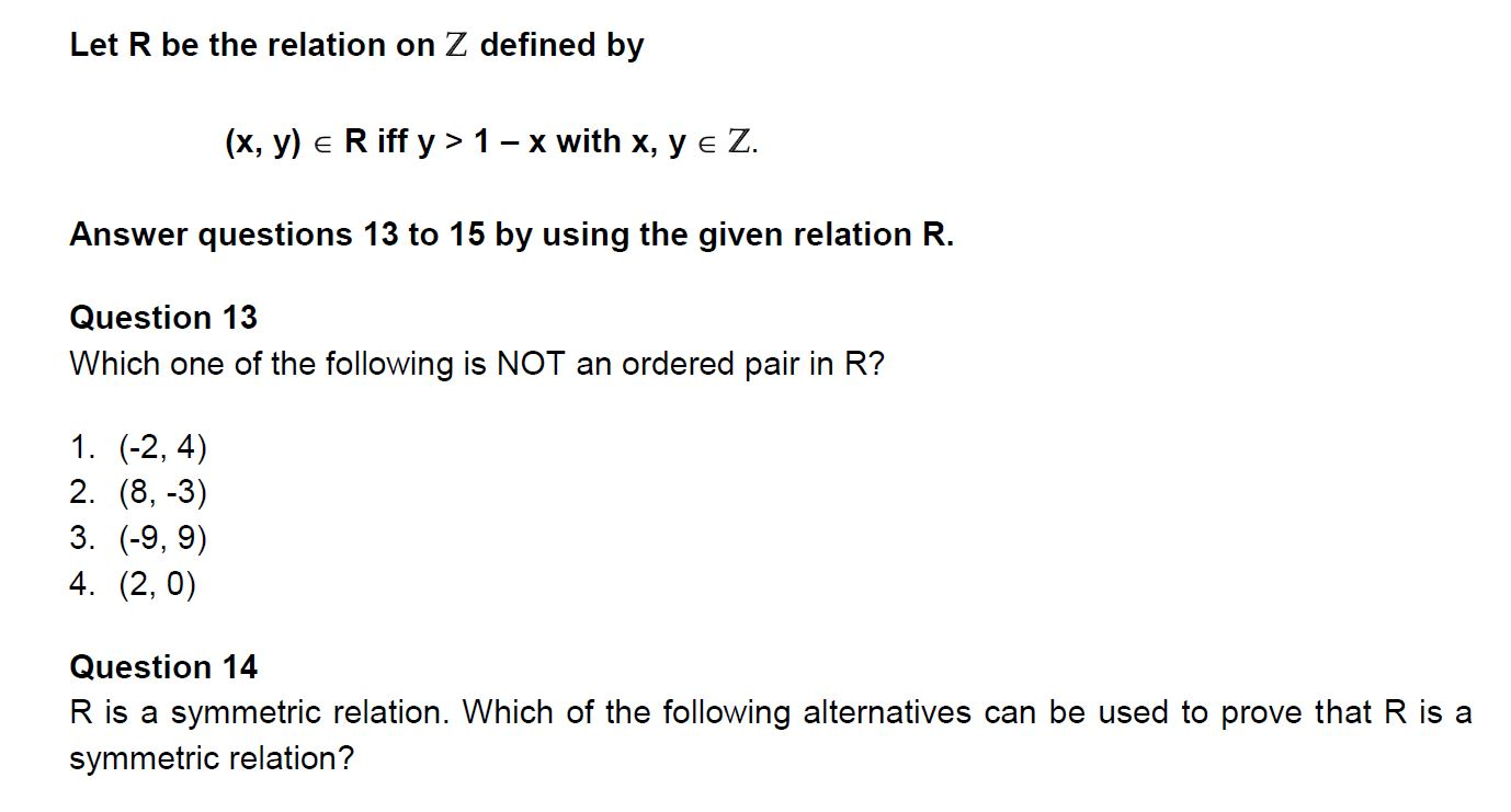 Solved Let R Be The Relation On Z Defined By X Y € Riff Y 