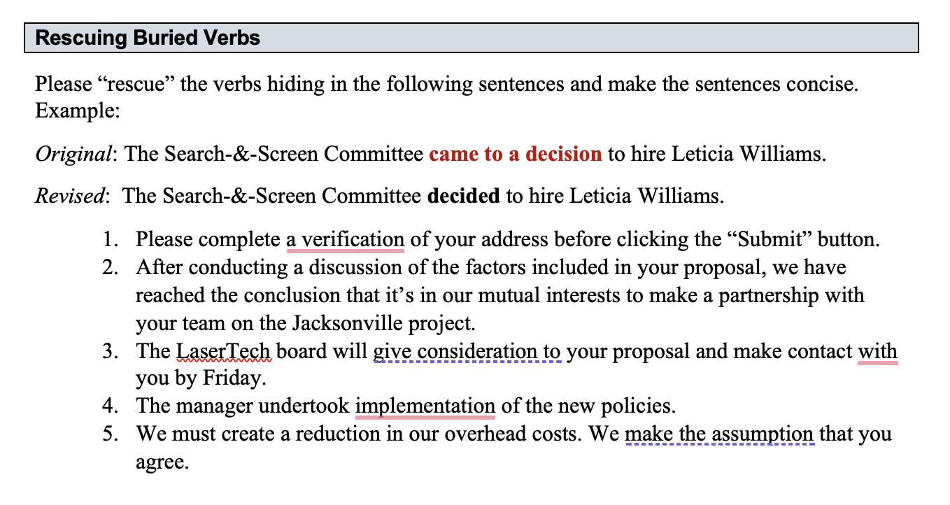 Solved Please "rescue" the verbs hiding in the following | Chegg.com