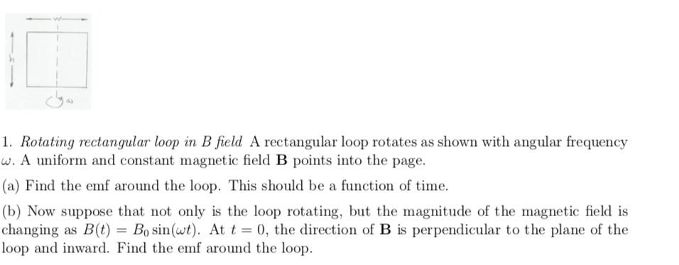 Solved 1. Rotating rectangular loop in B field A rectangular | Chegg.com
