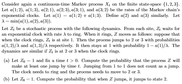 Consider again a continuous-time Markov process X, on | Chegg.com