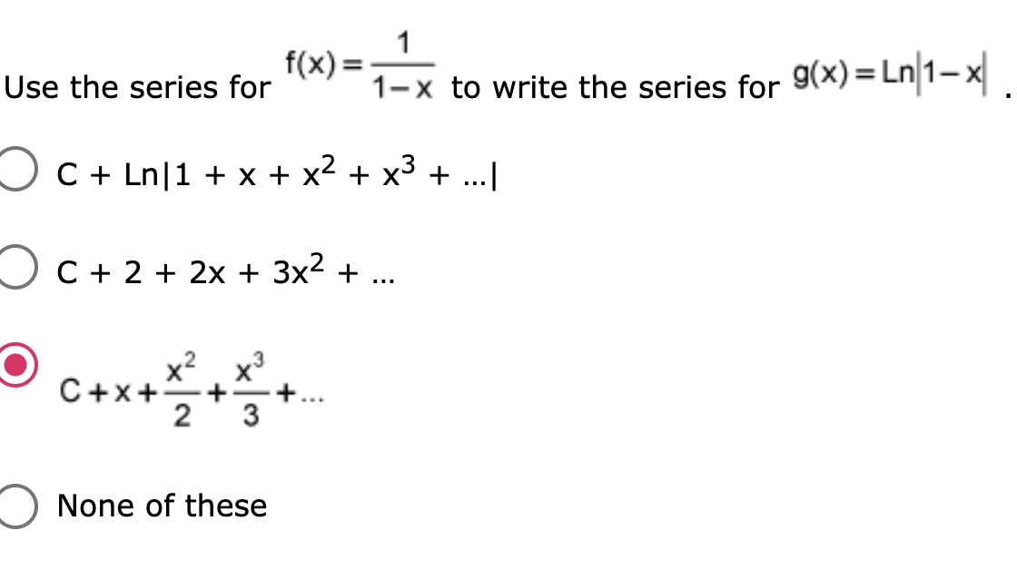 Solved X Which of the following is a power series expression | Chegg.com