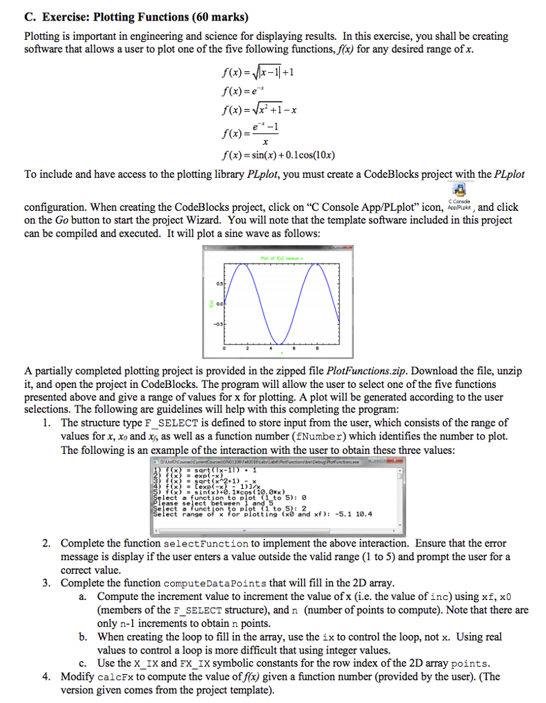 C. Exercise: Plotting Functions (60 marks) Plotting | Chegg.com