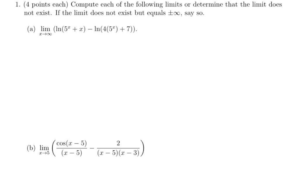 Solved 1. (4 points each) Compute each of the following | Chegg.com