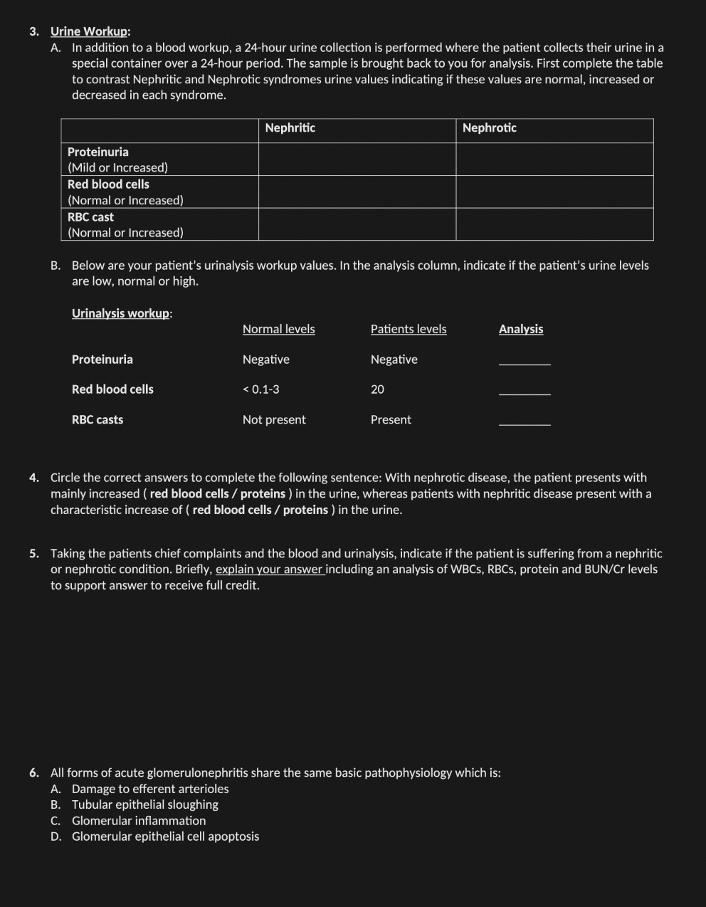 Solved 3. Urine Workup: A. In addition to a blood workup, a | Chegg.com
