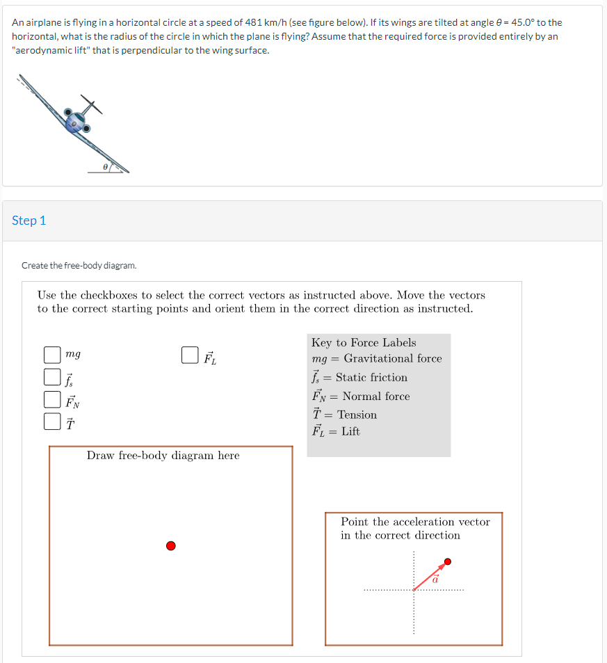 Solved An airplane is flying in a horizontal circle at a | Chegg.com
