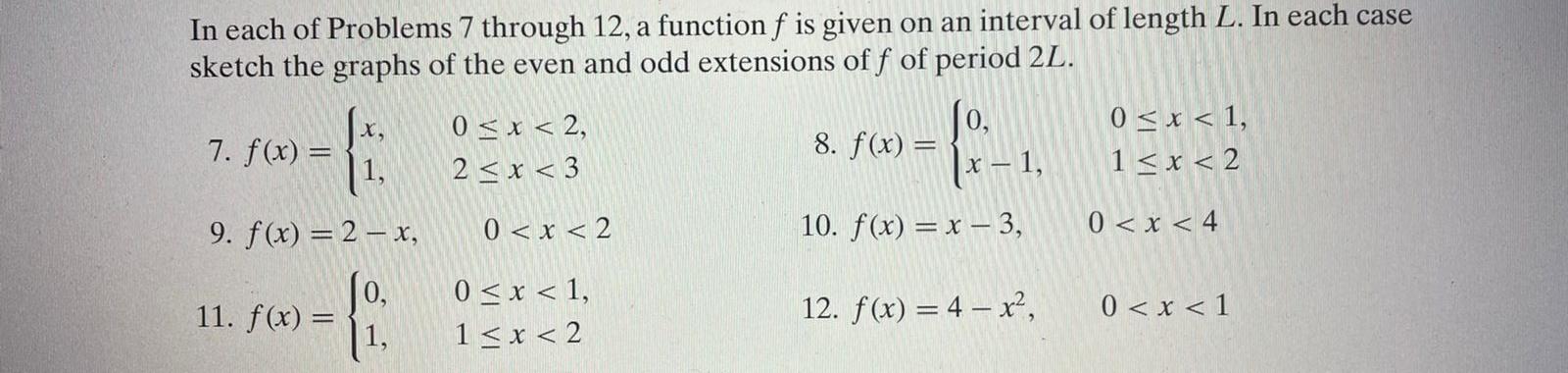 Solved In each of Problems 7 through 12 , a function f is | Chegg.com