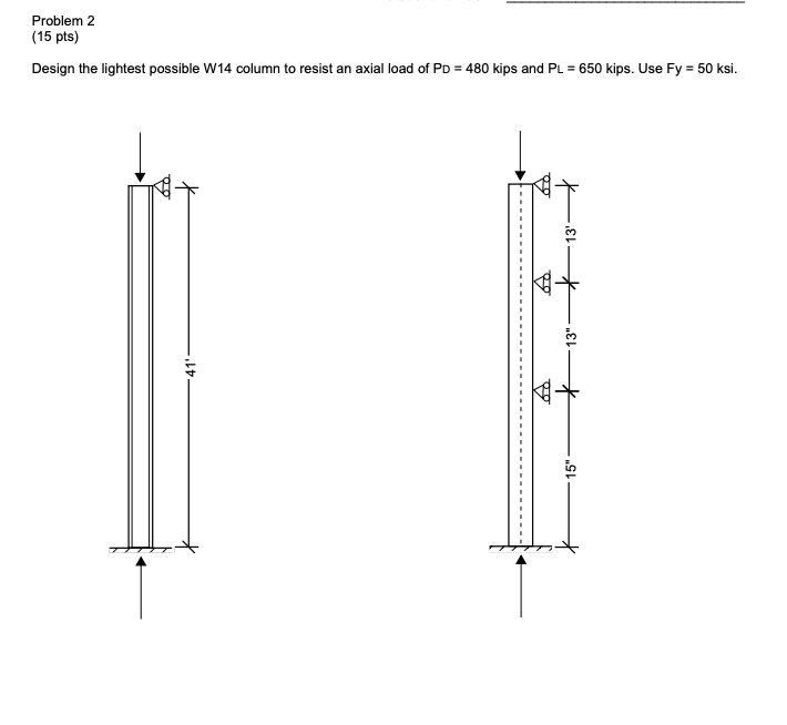 Solved Problem 2 (15 pts) Design the lightest possible W14 | Chegg.com