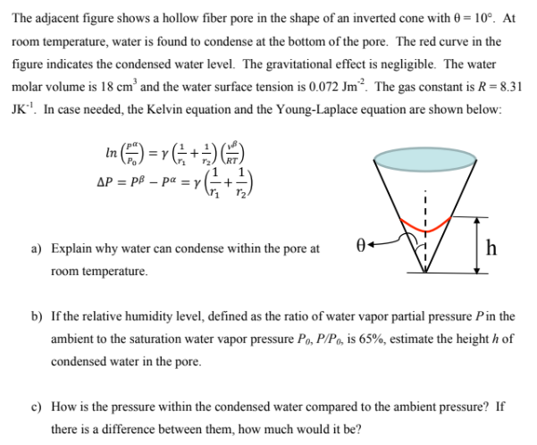 Solved The adjacent figure shows a hollow fiber pore in the | Chegg.com
