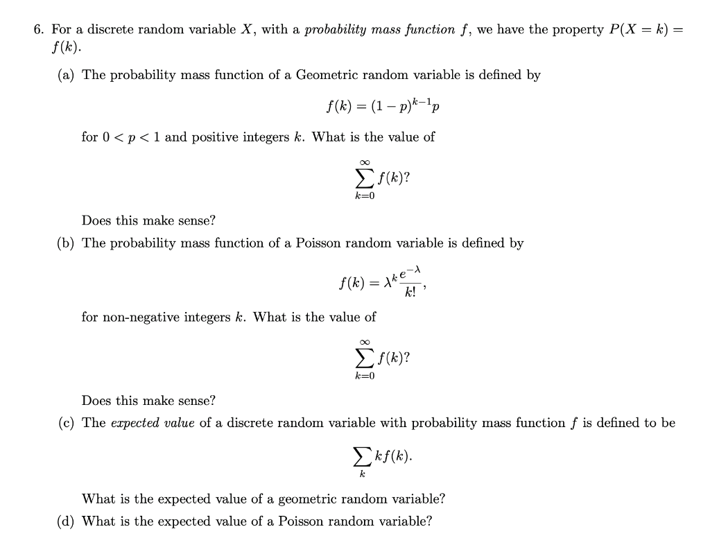 Solved 6. For a discrete random variable X, with a | Chegg.com