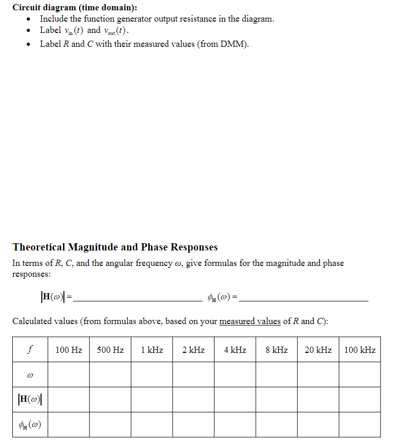 Lab Frequency Response of a Lowpass Filter 1. | Chegg.com