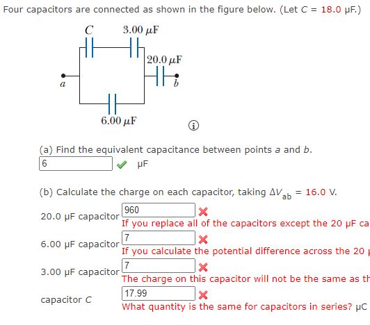 Solved Four capacitors are connected as shown in the figure | Chegg.com