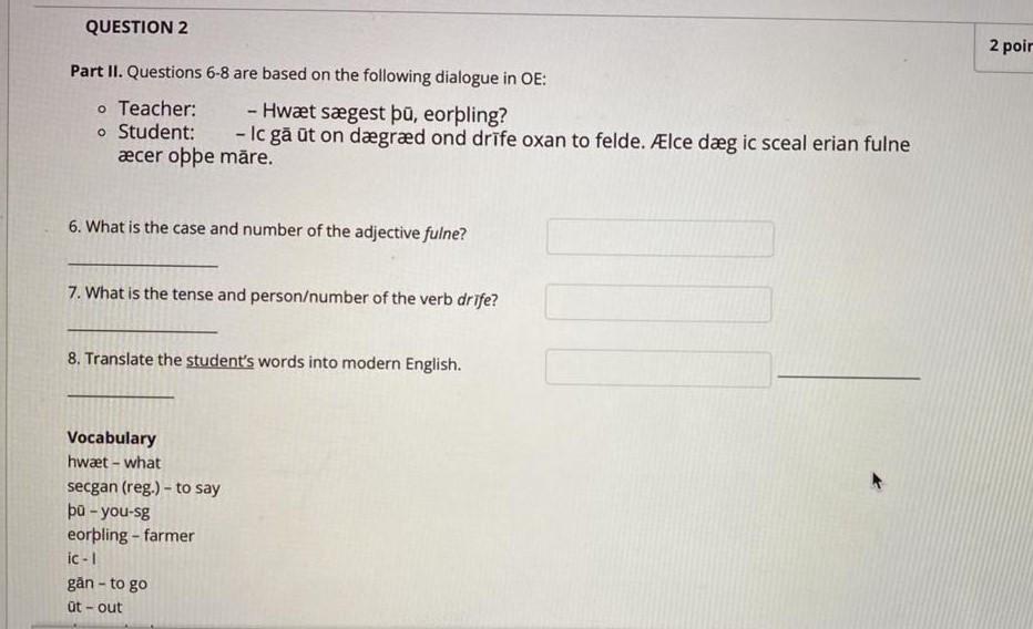 QUESTION 2 2 poir Part II. Questions 6-8 are based on | Chegg.com