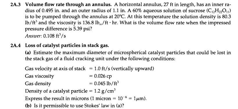 Solved 2A.3 Volume flow rate through an annulus. A | Chegg.com