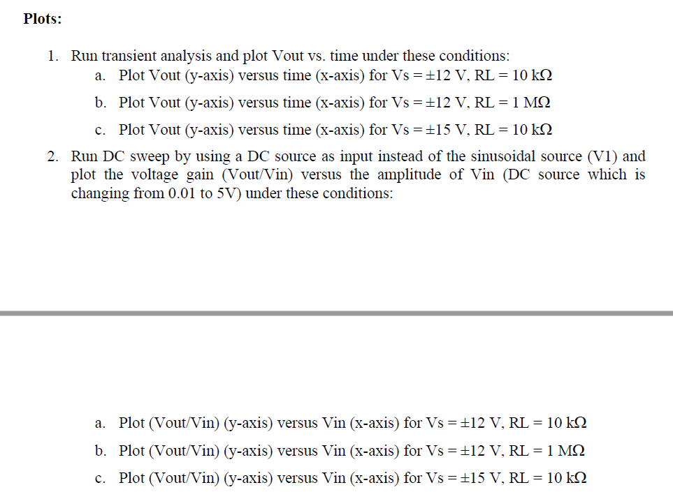 Plots: a. 1. Run transient analysis and plot Vout vs. | Chegg.com