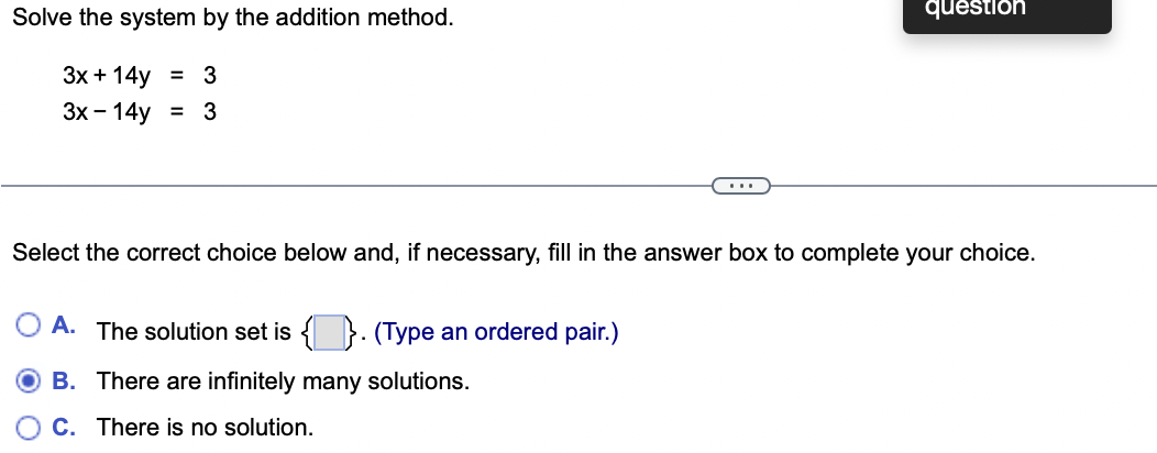 Solved Solve the system by the addition method. | Chegg.com