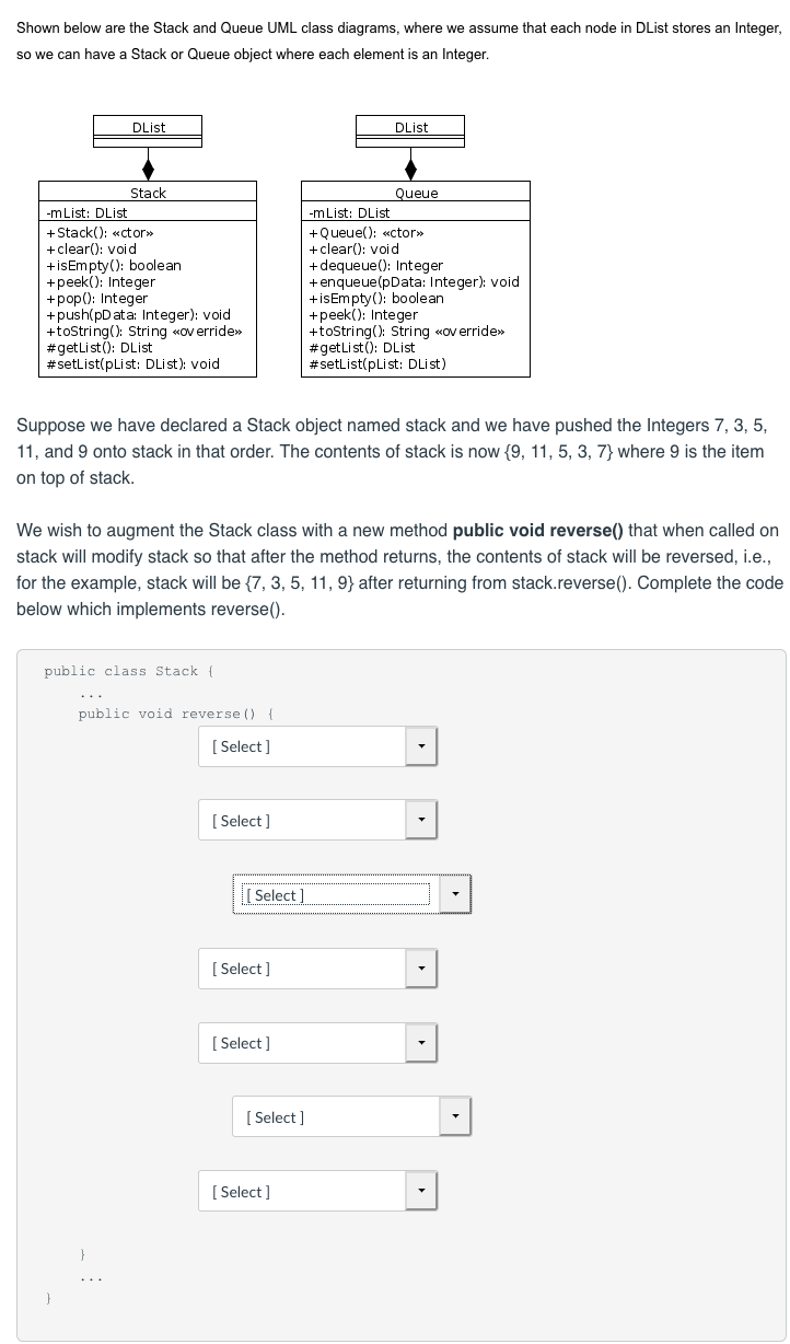Solved Shown below are the Stack and Queue UML class | Chegg.com