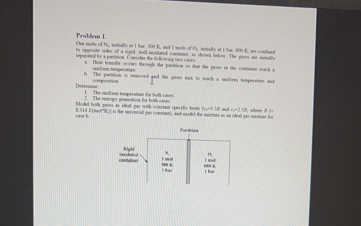 Solved Problem 1. One mole of \\( \\mathrm{N}_{2} \\), | Chegg.com