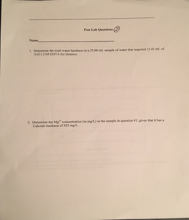 Solved Determine the total water hardness in a 25.00mL | Chegg.com