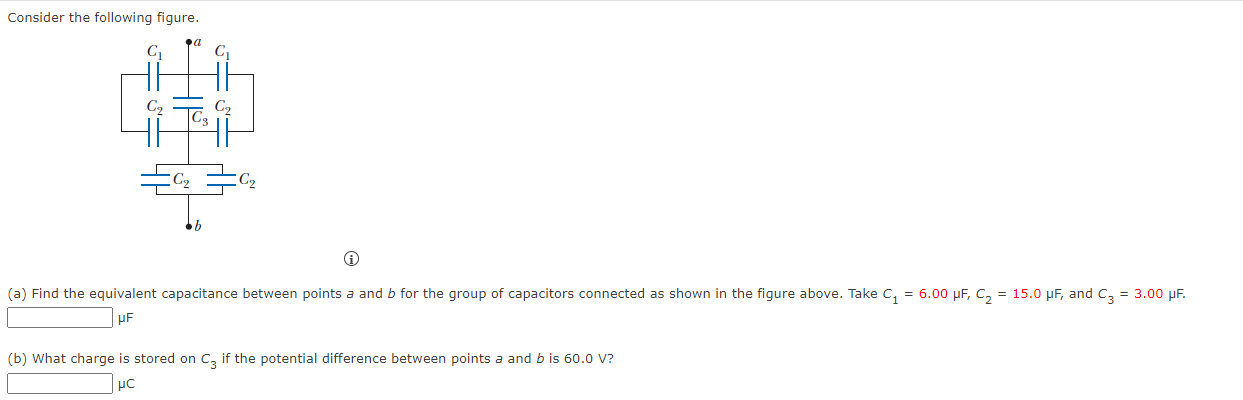 Solved Consider the following figure. (i) μF (b) What charge | Chegg.com