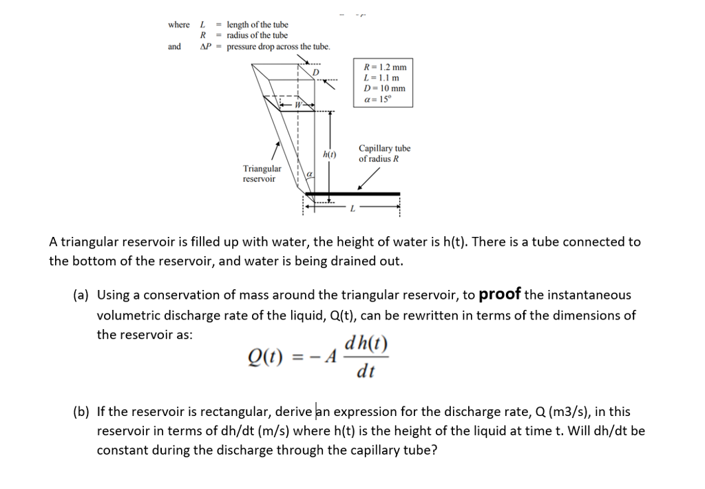 Solved where Llength of the tube R radius of the tube and | Chegg.com