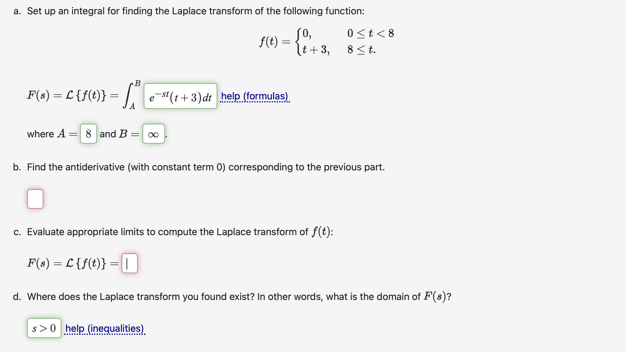 Solved a. Set up an integral for finding the Laplace | Chegg.com