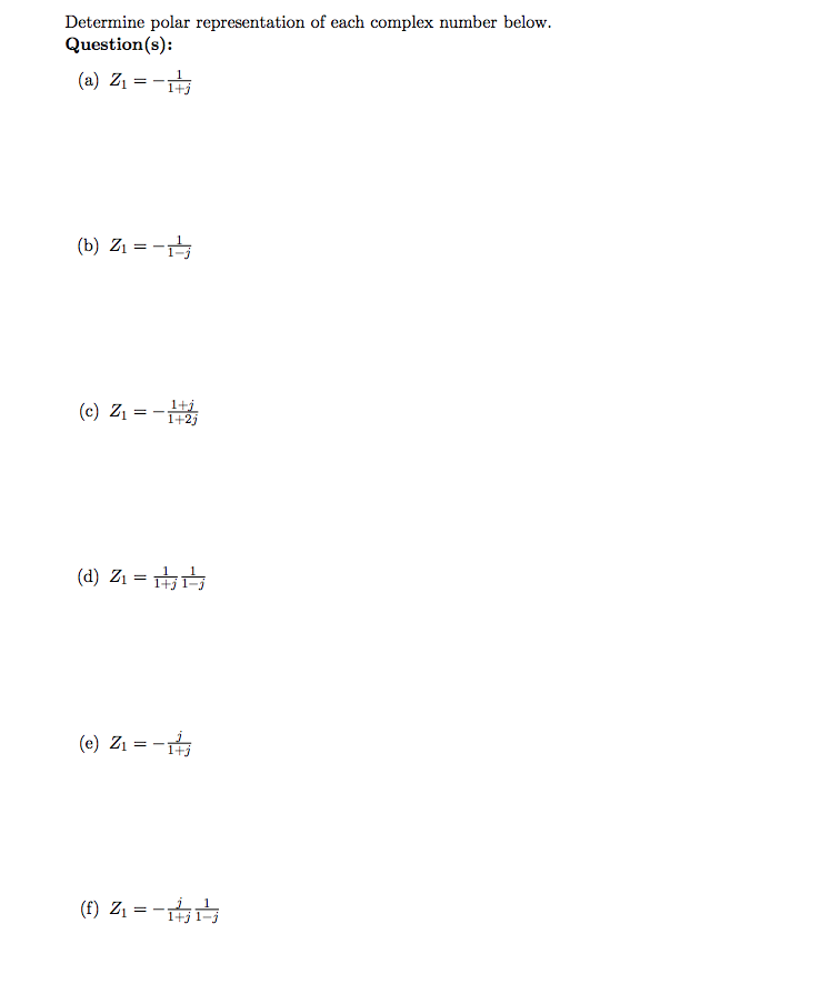 Solved Determine polar representation of each complex number | Chegg.com