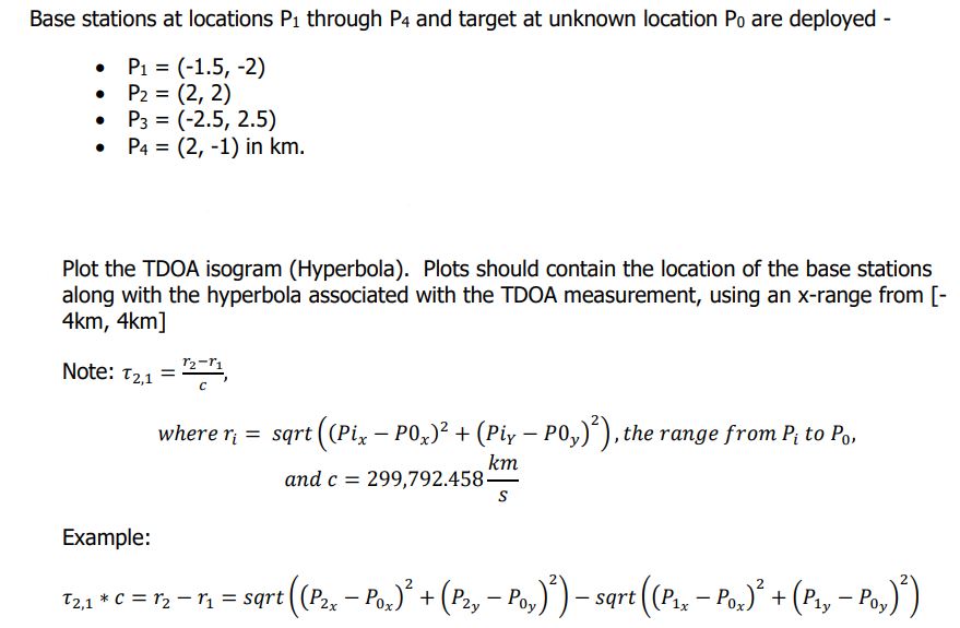 Base stations at locations P1 through P4 and target | Chegg.com