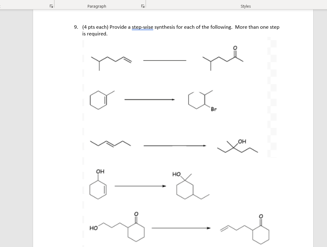 Solved 7 Paragraph Styles 9. (4 pts each) Provide a | Chegg.com
