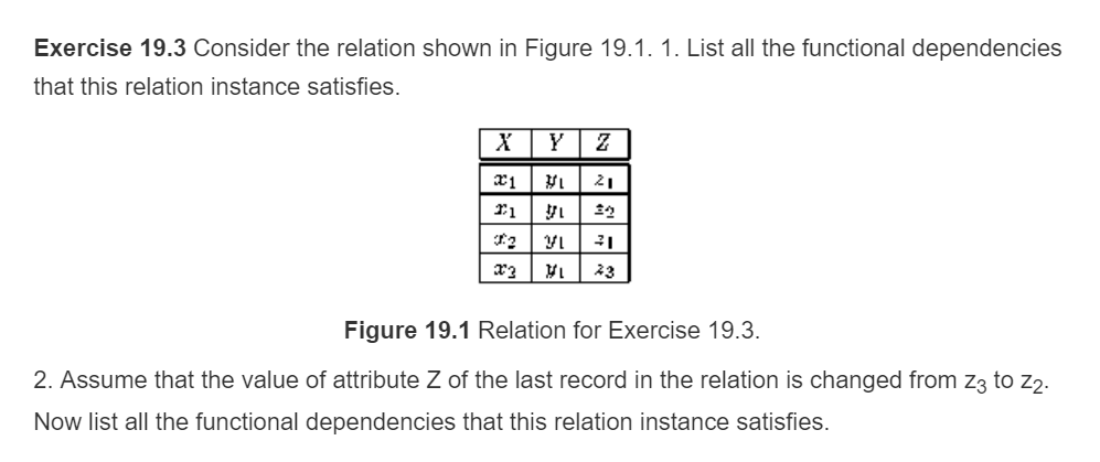 Solved Exercise 19.3 Consider the relation shown in Figure | Chegg.com