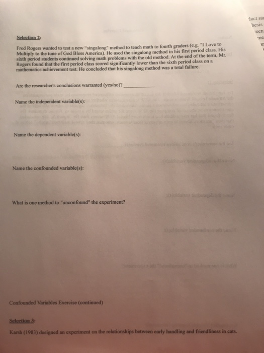 Solved Confound Exercise Name: Instruction: For each | Chegg.com
