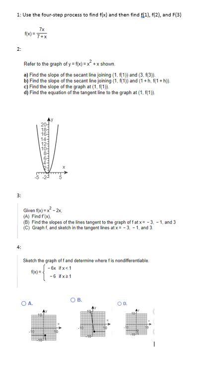 Solved 1: Use the four-step process to find f(x) and then | Chegg.com