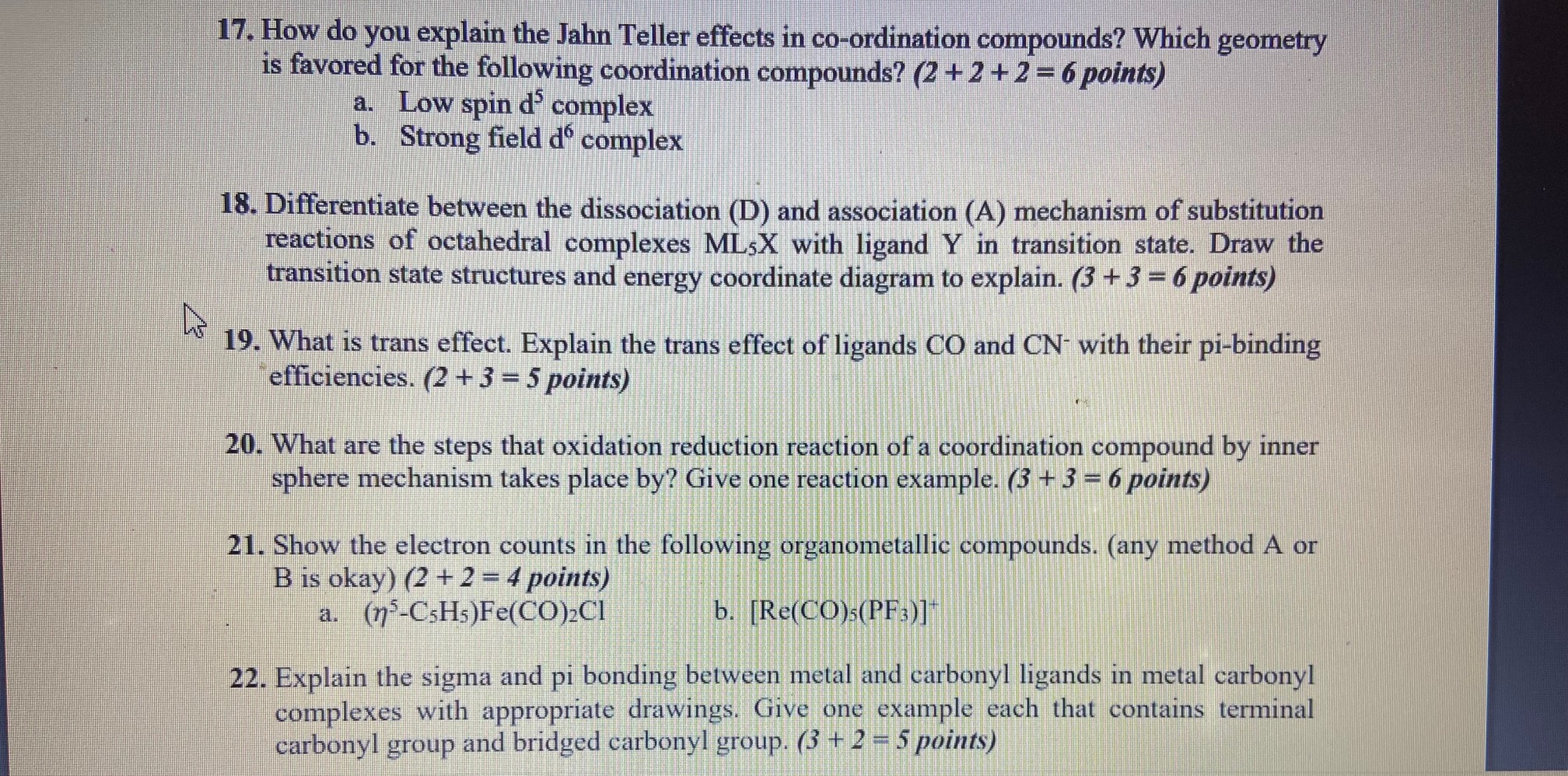 Solved 17. How do you explain the Jahn Teller effects in | Chegg.com