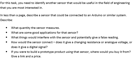 Solved For this task, you need to identify another sensor | Chegg.com