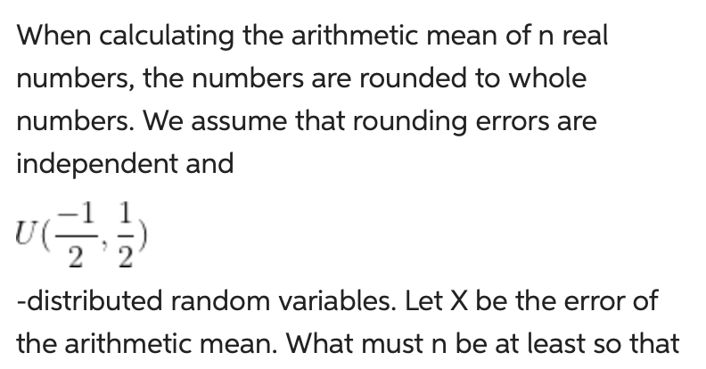 Solved When calculating the arithmetic mean of \\( n \\) | Chegg.com