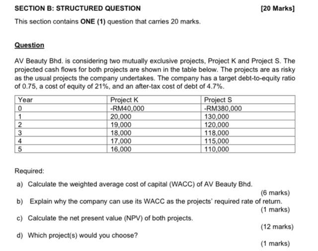 Solved [20 Marks] SECTION B: STRUCTURED QUESTION This | Chegg.com