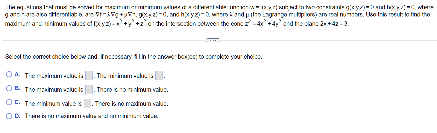 Solved The equations that must be solved for maximum or | Chegg.com