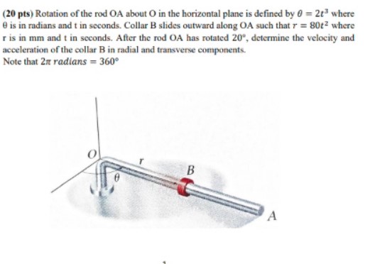 Solved (20 pts) Rotation of the rod OA about O in the | Chegg.com
