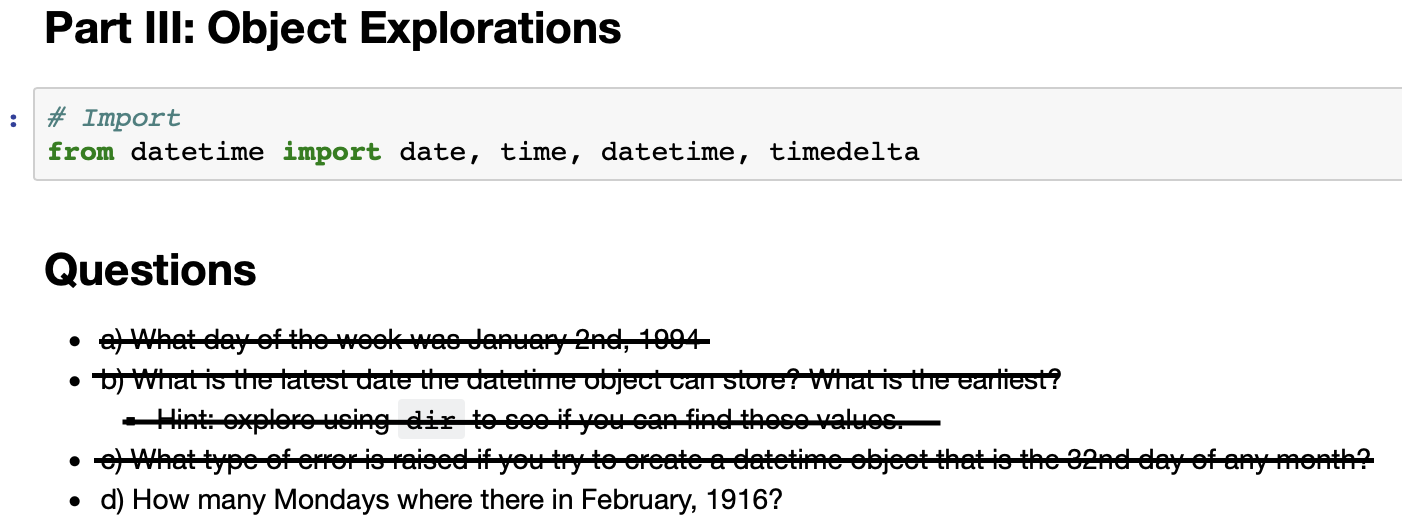 Solved Part III: Object Explorations : # Import from | Chegg.com