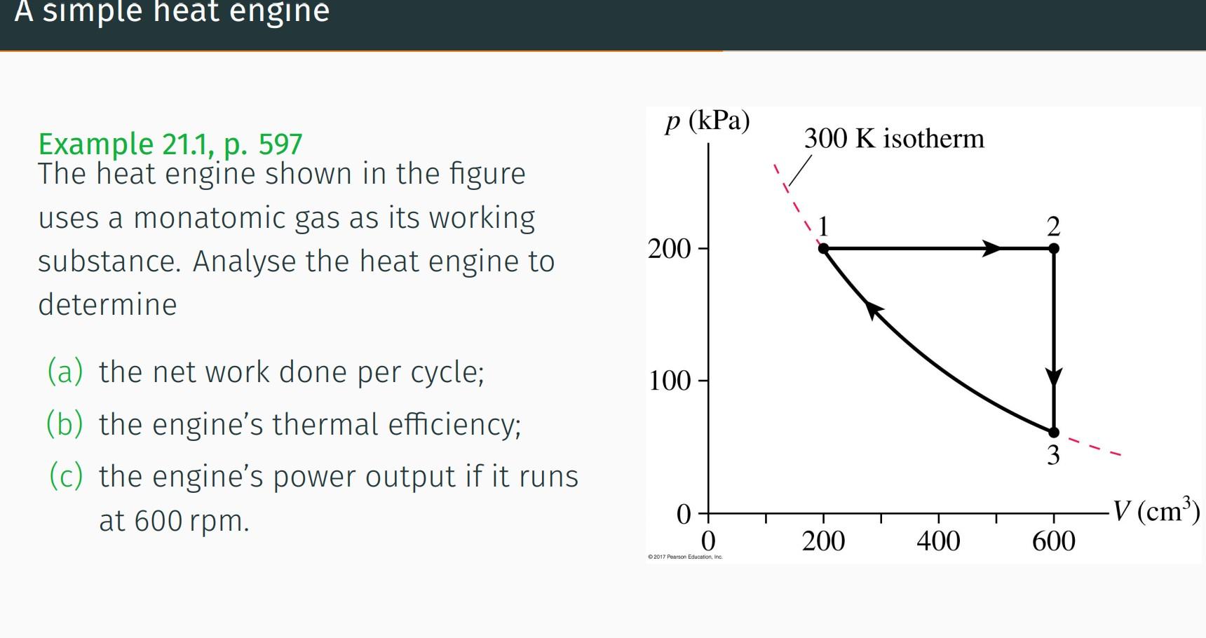 Solved A simple heat engine p (kPa) 300 K isotherm 1 Example | Chegg.com