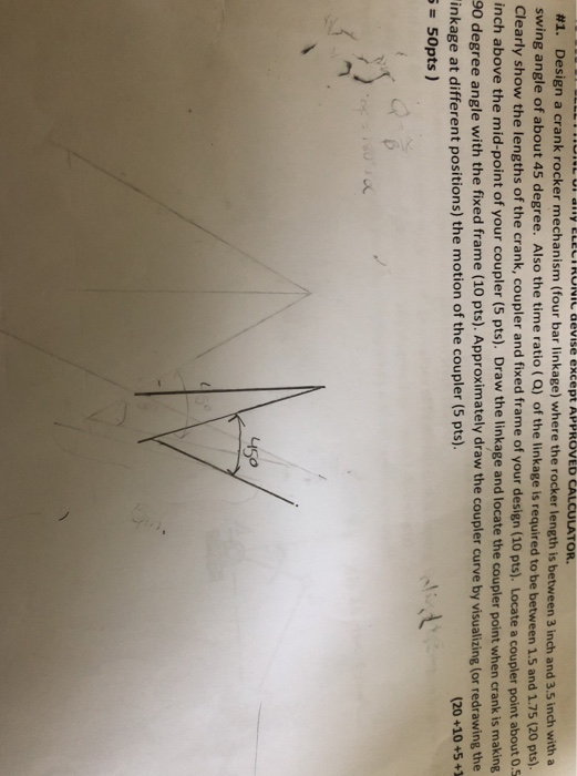 Solved #1. Design a crank rocker mechanism (four bar | Chegg.com