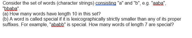 Solved Consider the set of words (character strings) | Chegg.com