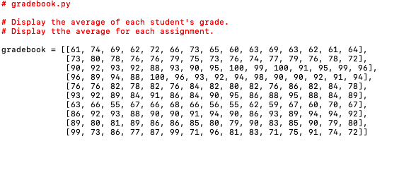 Solved Description: Modify the provided gradebook.py file to | Chegg.com